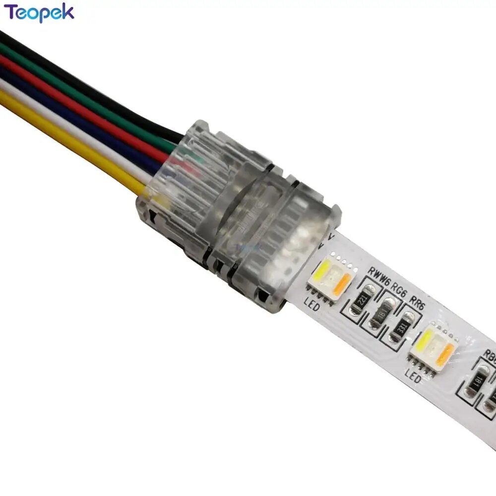 Разъем для светодиодной ленты RGB+CCT, 6pin, IP65, Strip To Wire