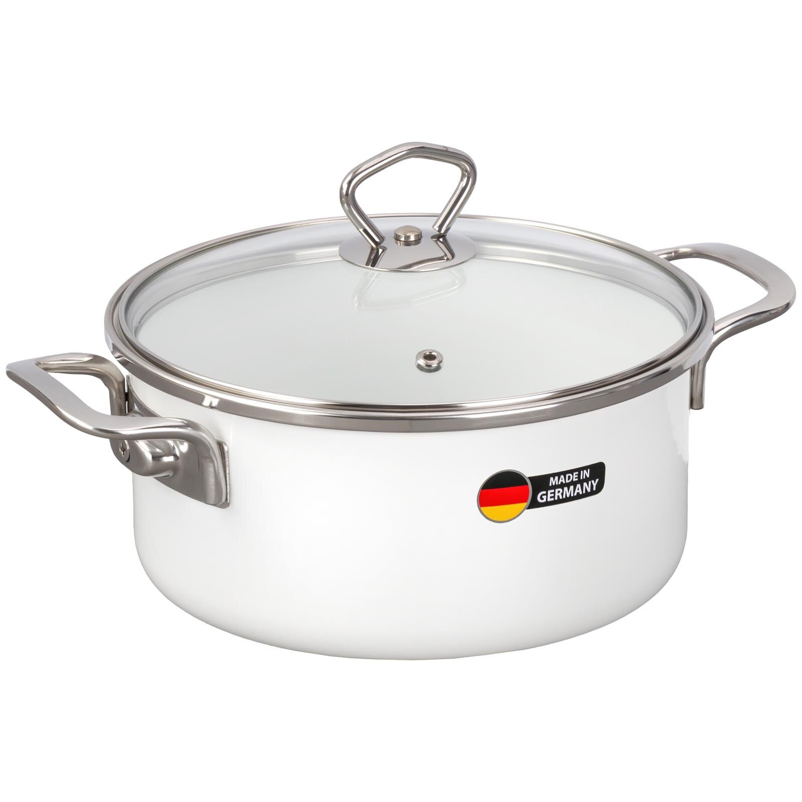 Кастрюля эмалированная с крышкой Maisingers, d-20 см, h-10 см, 2,8 л, белая