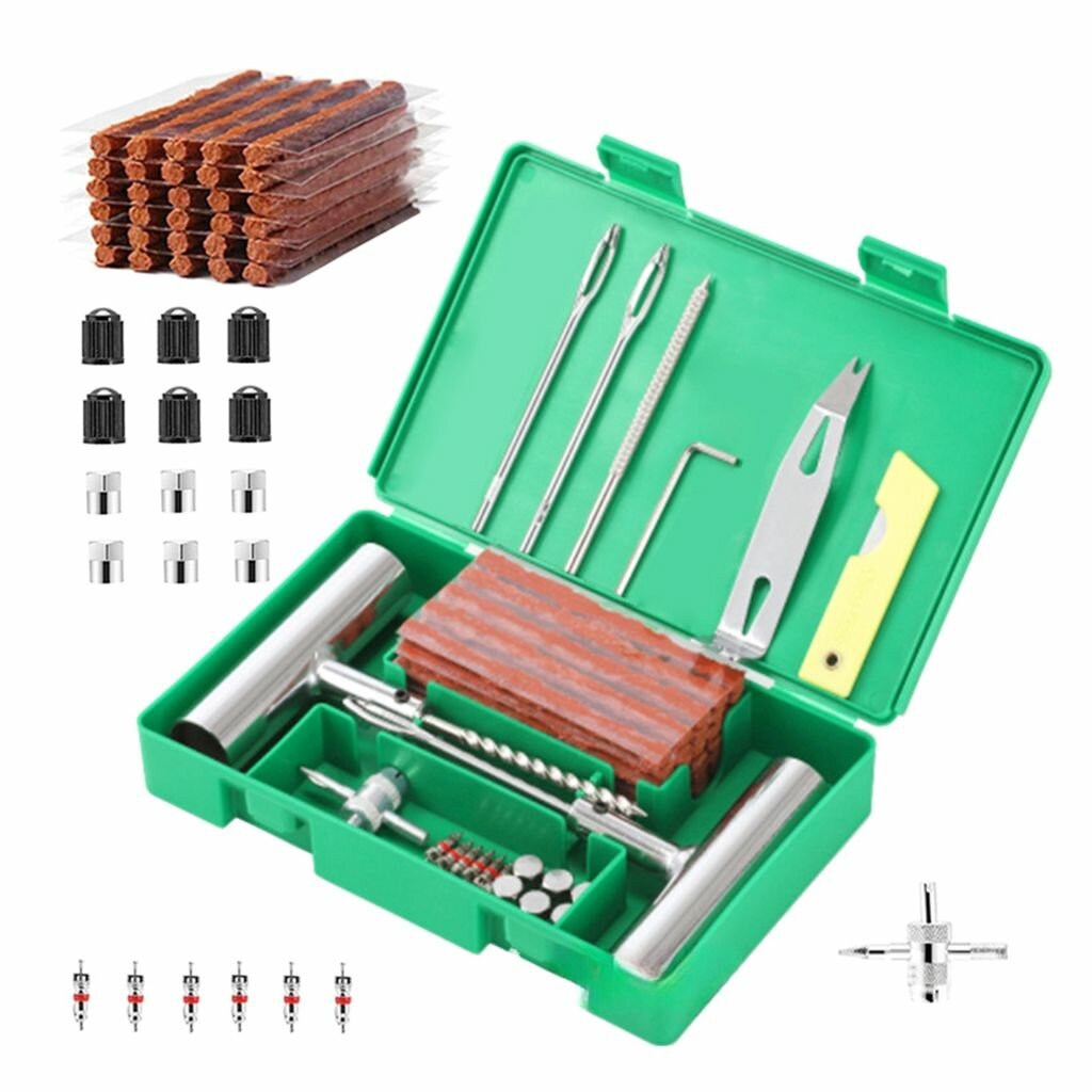 Специальные инструменты для автомобилей, Набор инструментов для ремонта шин автомобилей и мотоциклов - зеленый - 58 предметов
