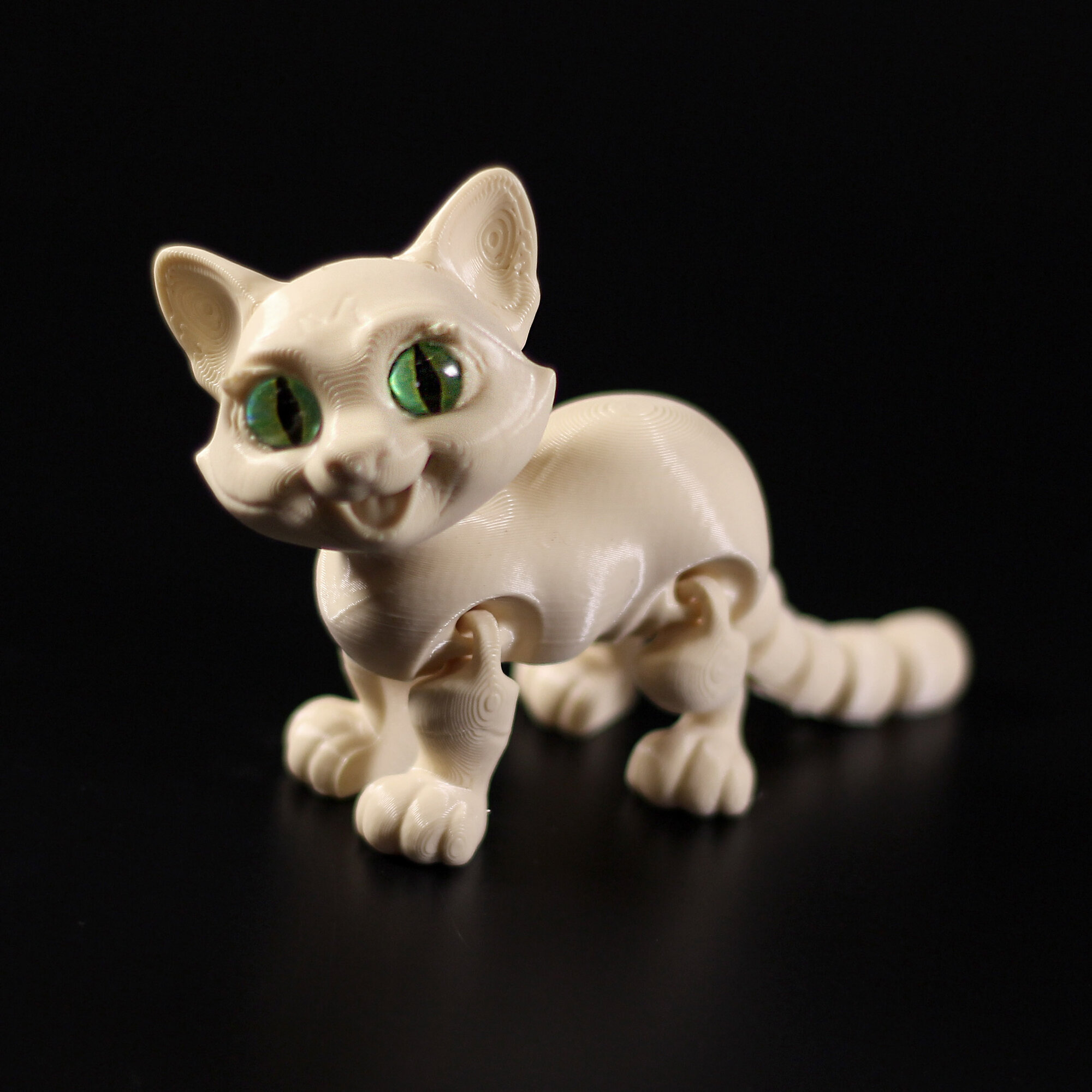 Котик с улыбкой, шарнирная игрушка-антистресс, 9 см, бежевый