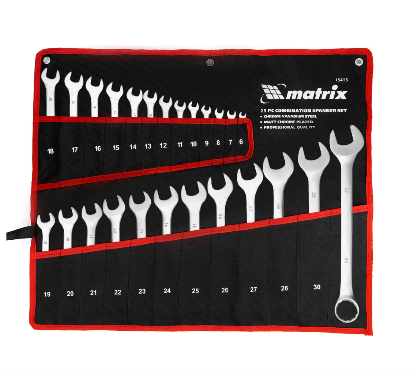 Набор гаечных ключей matrix 15413, 25 предм, черный/серебристый