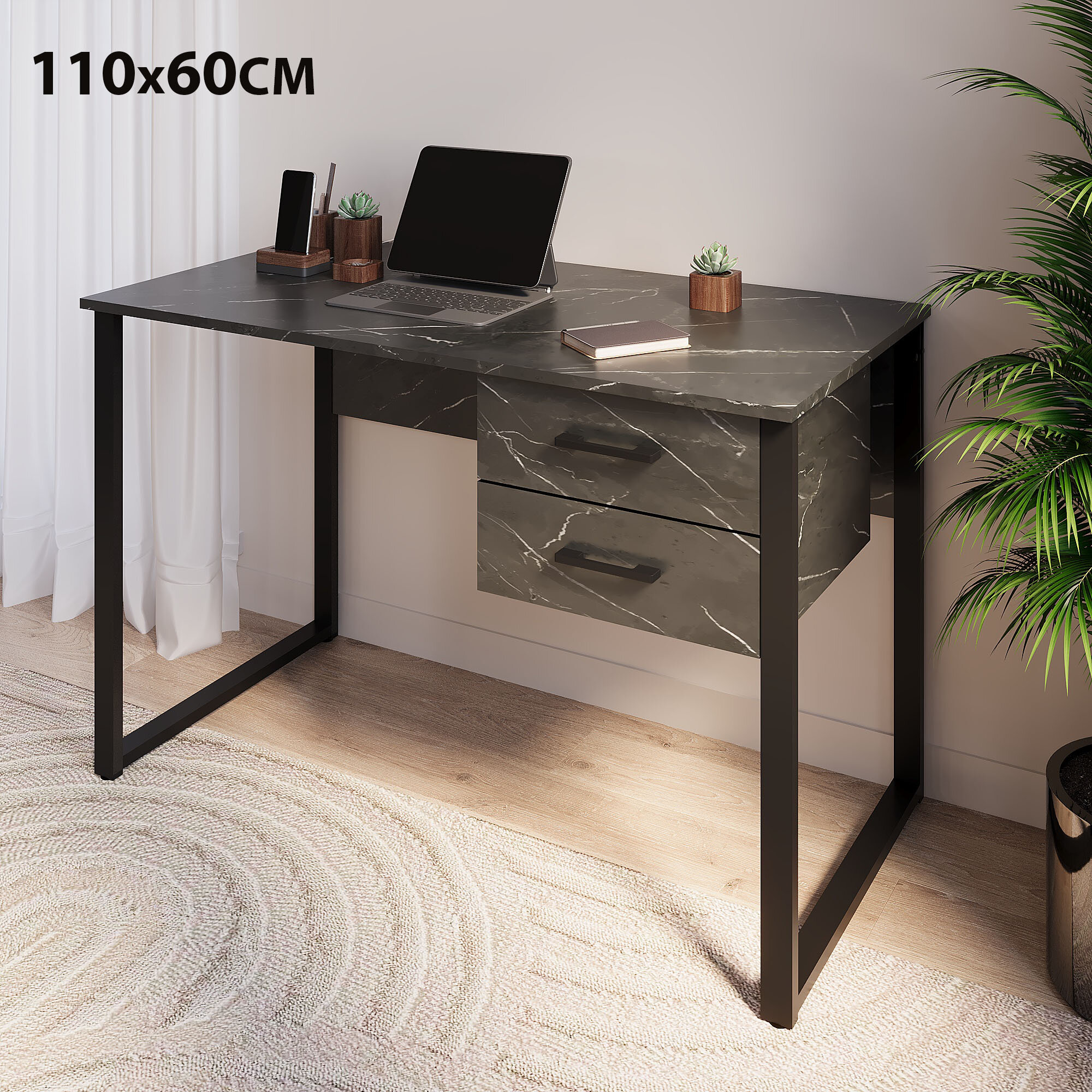 Стол письменный Лофт с ящиками 110х60, цвет креатель
