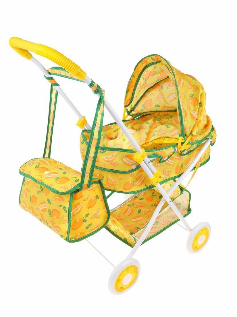 Коляска-люлька 201145116 "Лимоны", для кукол и игрушек, капюшон, корзина для вещей