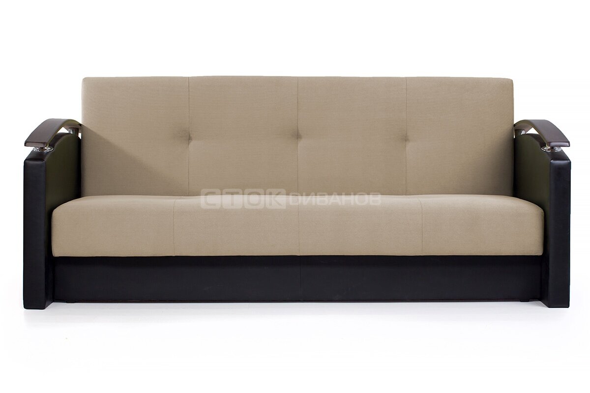 Диван Сток Диванов Лондон Beige бежевый/коричневый 224 см, механизм книжка