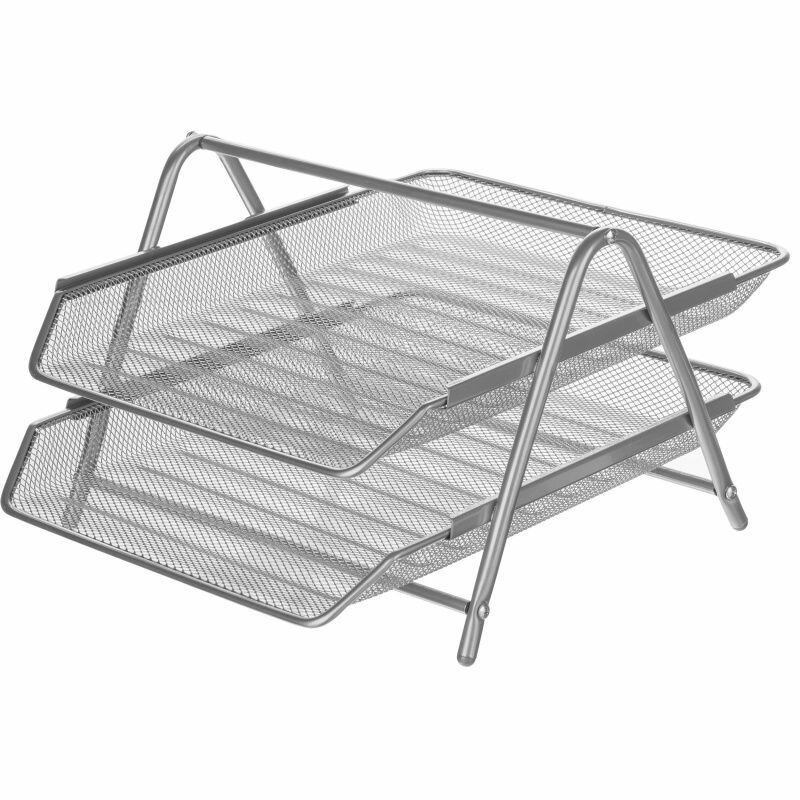 Лоток для бумаг Attache металл, сетка, 356х278х53 мм, серебро, 2 уровня (383695)