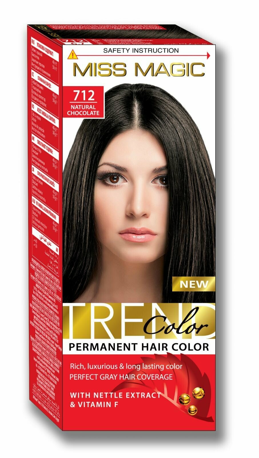 Краска для волос Miss Magic 712 Натуральный шоколад, краска 40 г, окислитель 50 г, перчатки