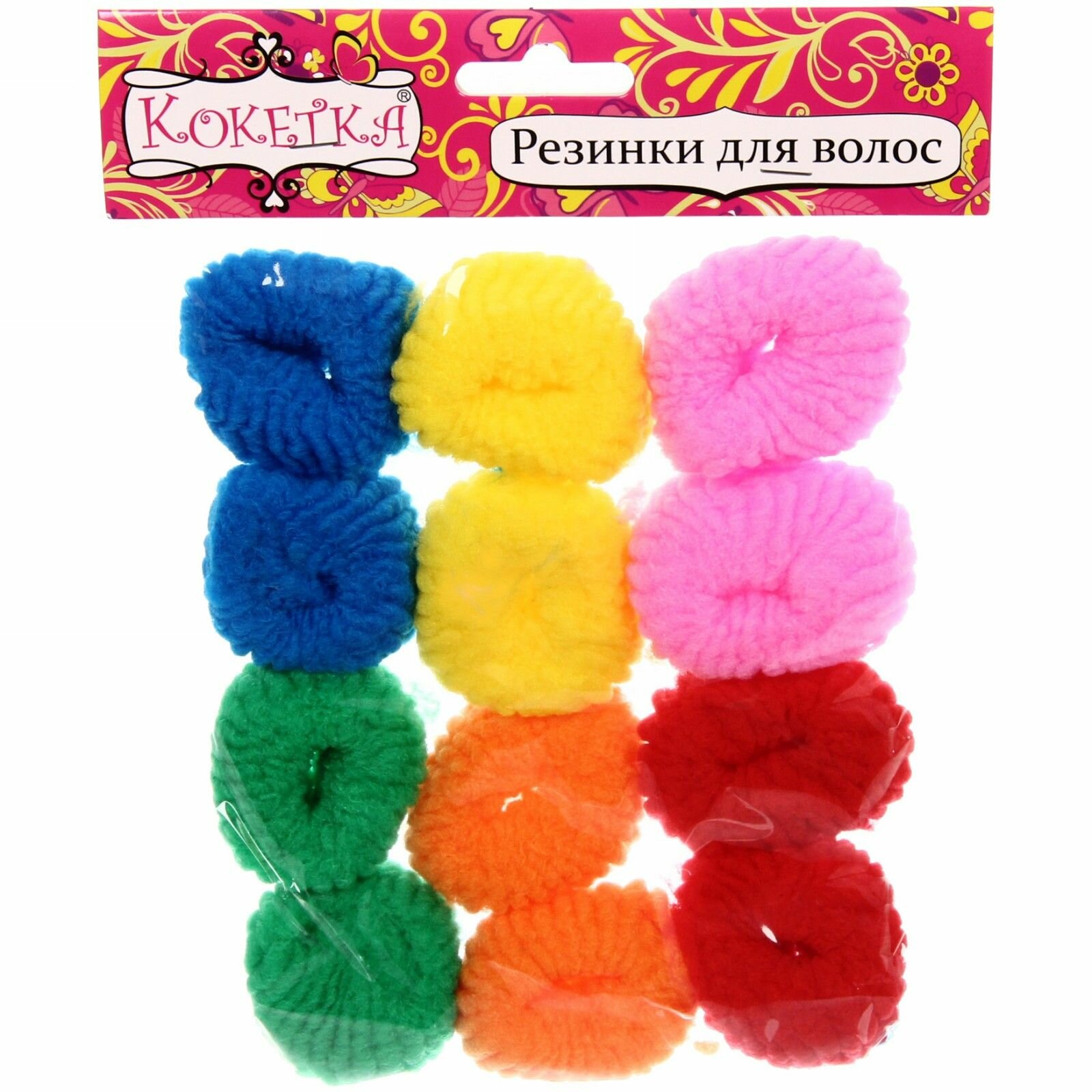 Резинки для волос Кокетка 12 шт "Яркие пончики", цвет микс