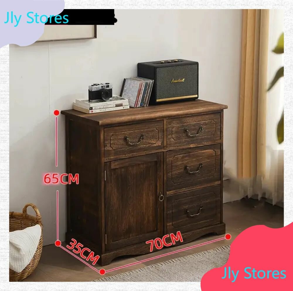 Комод из цельного дерева, простое хранение в стиле ретро, многослойный