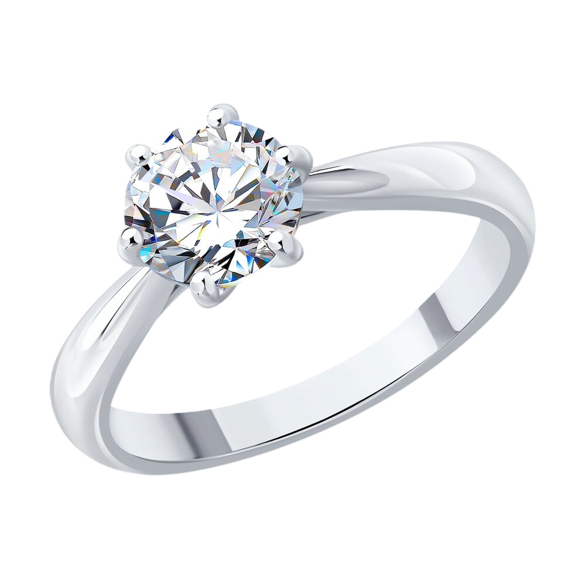 Кольцо помолвочное, белое золото, 585 проба, бриллиант выращенный