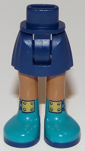 Mini Doll Hips and Skirt, Medium Nougat Legs and Dark Turquoise Boots with Gold Buckles Pattern - Thick Hinge, 92252c00pb016 Dark Blue U