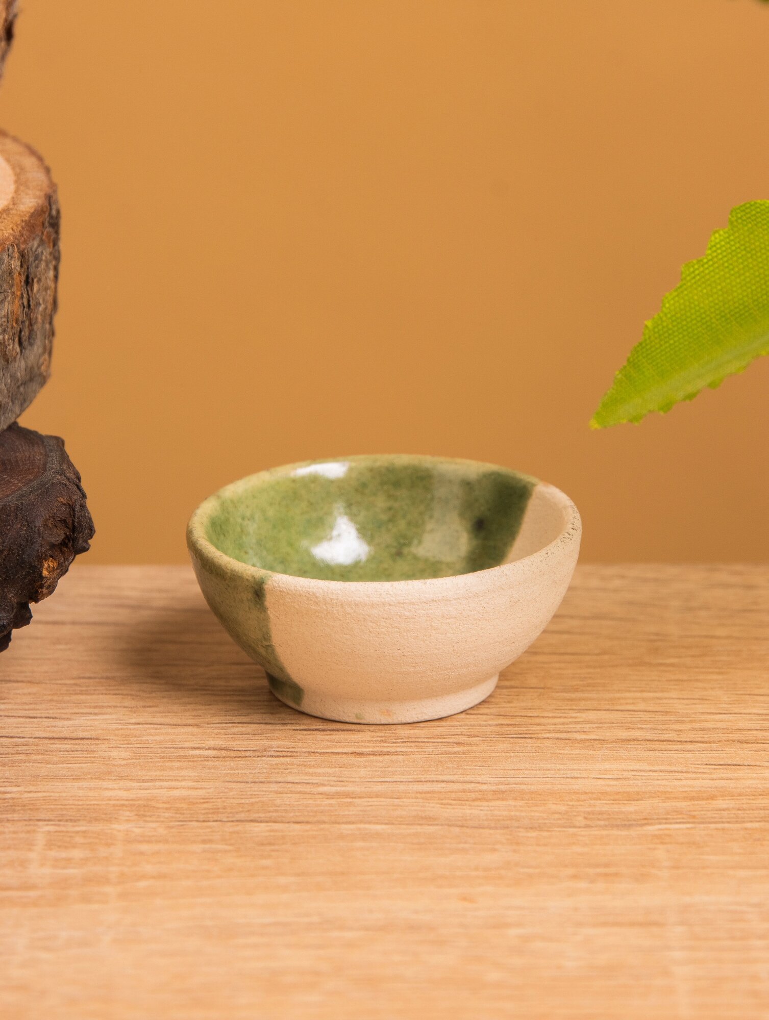 Соусник, 4×4×2 см, керамика, бежево-зелёный, Indonesian style