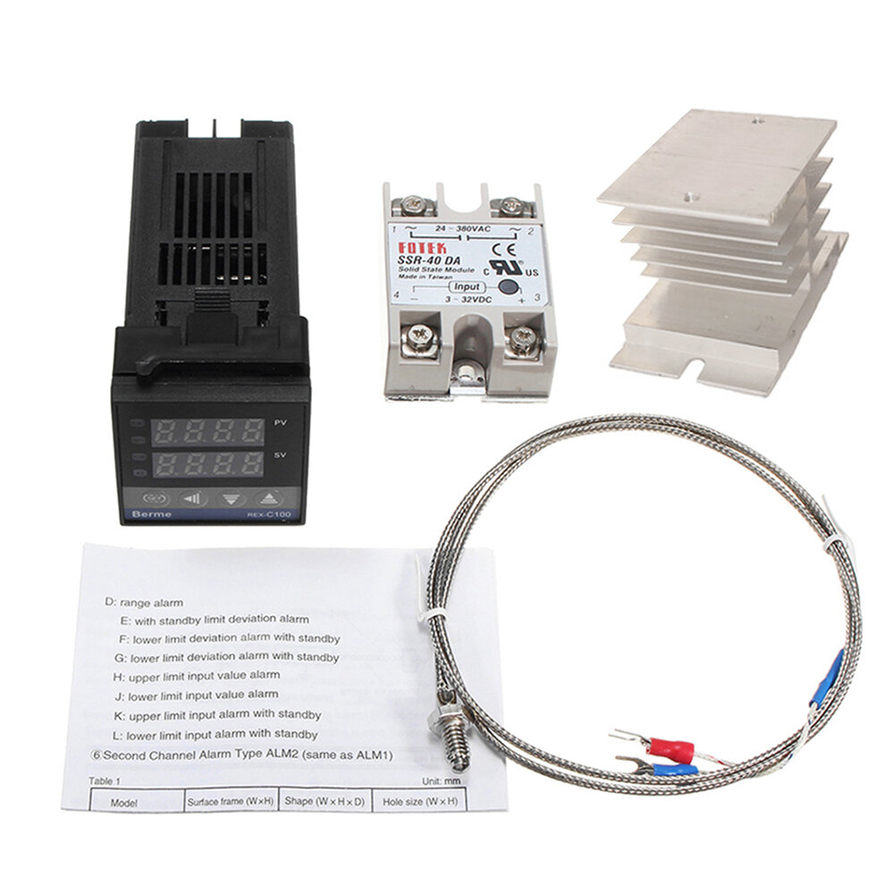 REX-C100FK02-V*DN Интеллектуальный контроллер температуры SSR Выход + SSR-40 DA + K Thermocouple + Heatsink