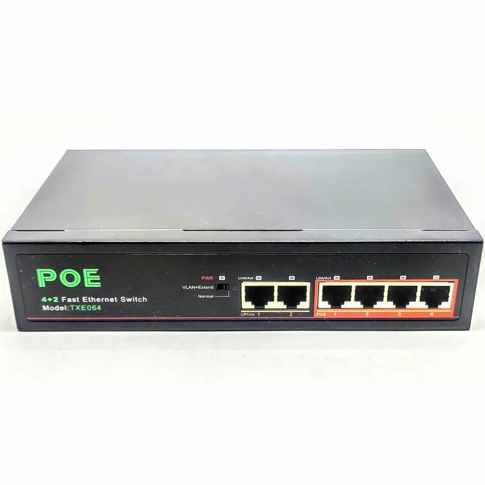 Коммутатор Et-Link TXE064 4- портовый PoE + 2 порта uplink
