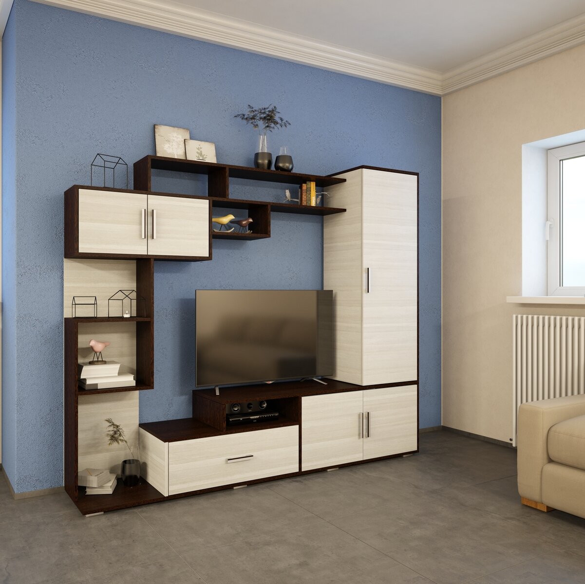 Гостиная Пекин, стенка для гостиной Эра Венге/Лоредо 210*40*175.8 см