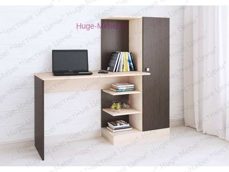 Стол компьютерный "Квартет-6 Венге/Дуб" Huge Mebel Столы компьютерные. Ширина 1450 Высота 1350