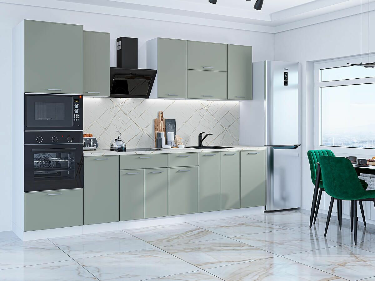 Кухонный гарнитур Квадро Аквамарин, 3000 мм