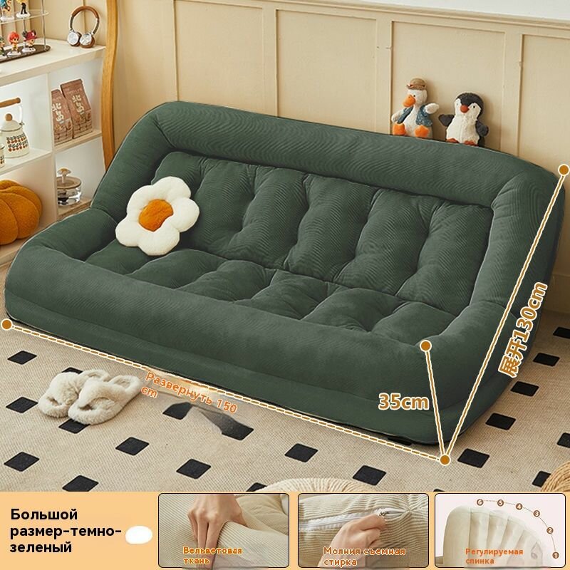 Диван раскладной, механизм На пол, 130х150х50 см, темно-зеленый