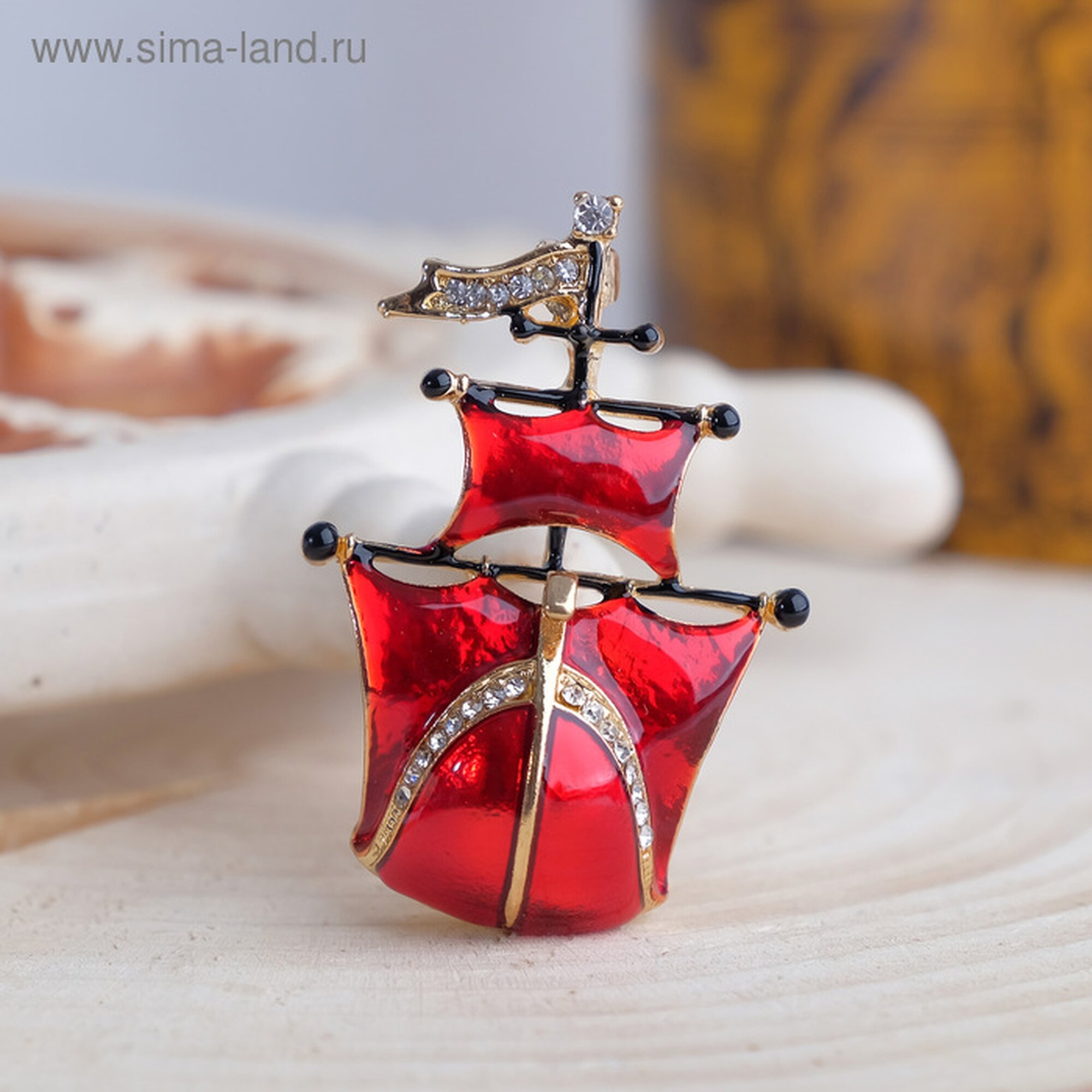 Брошь, эмаль, стразы