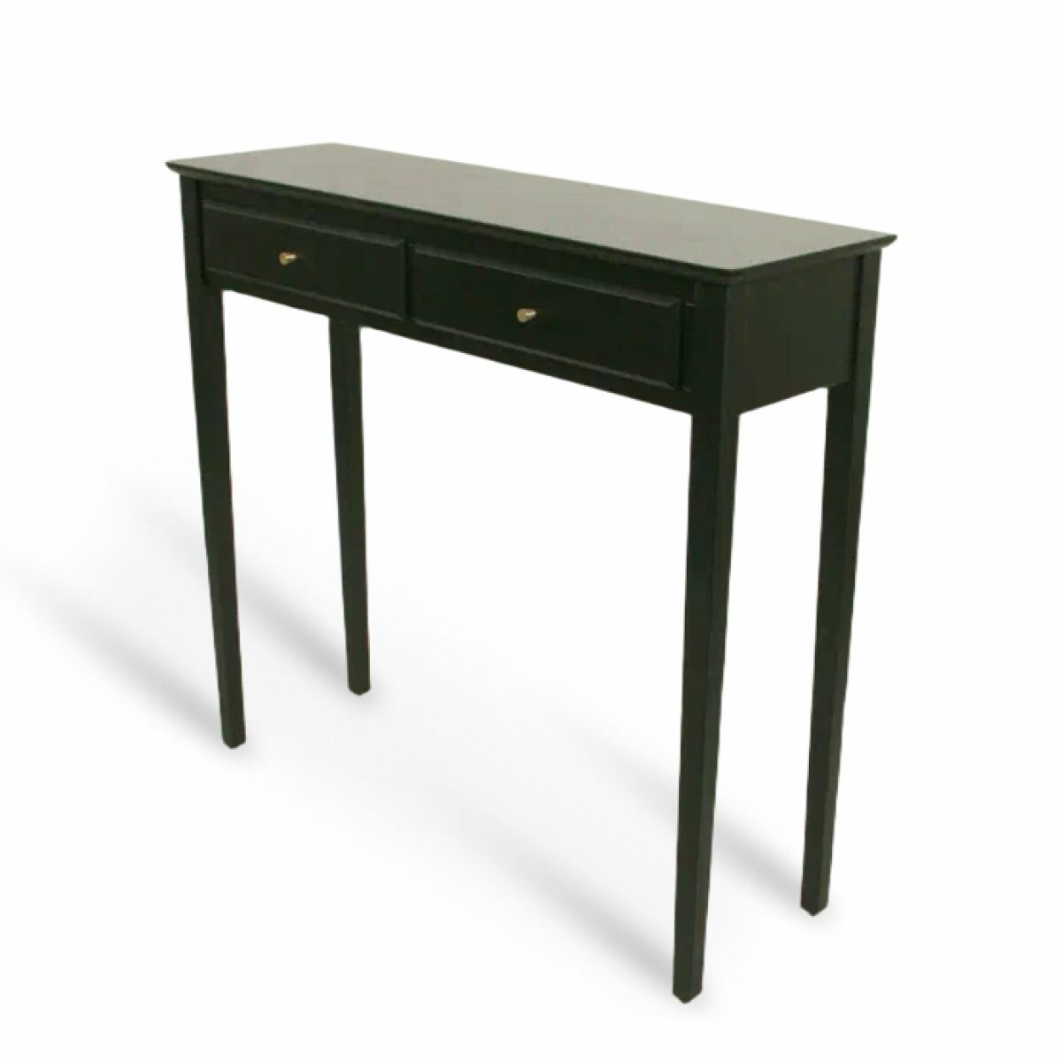 Консольный столик в классическом стиле PW0042 с двумя ящиками, 90х40х90, шпон дуба эмаль RAL9011 полностью черная