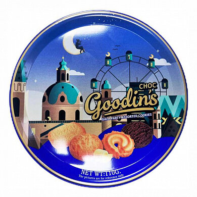 Печенье GOODIN'S Butter Cookies Ассорти сдобного печенья, синяя /жесть/ 110г