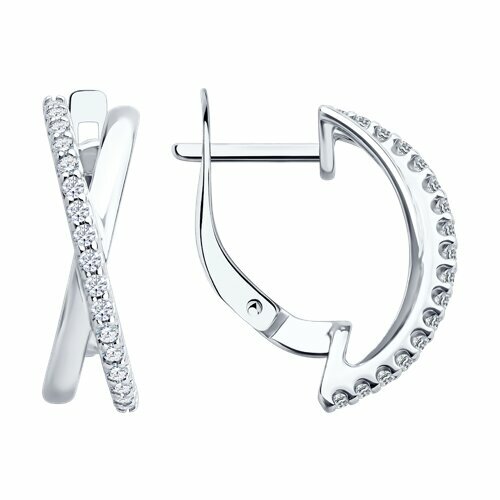 Серьги, серебро, 925 проба, родирование, фианит