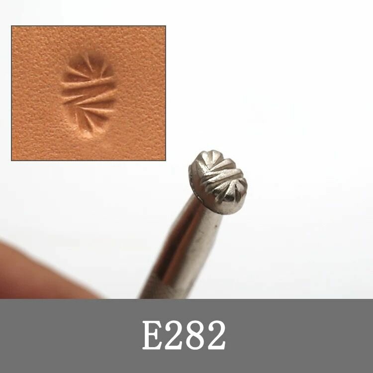 Штамп для тиснения кожи, рифлёная ручка, сталь, 105 мм, клише.