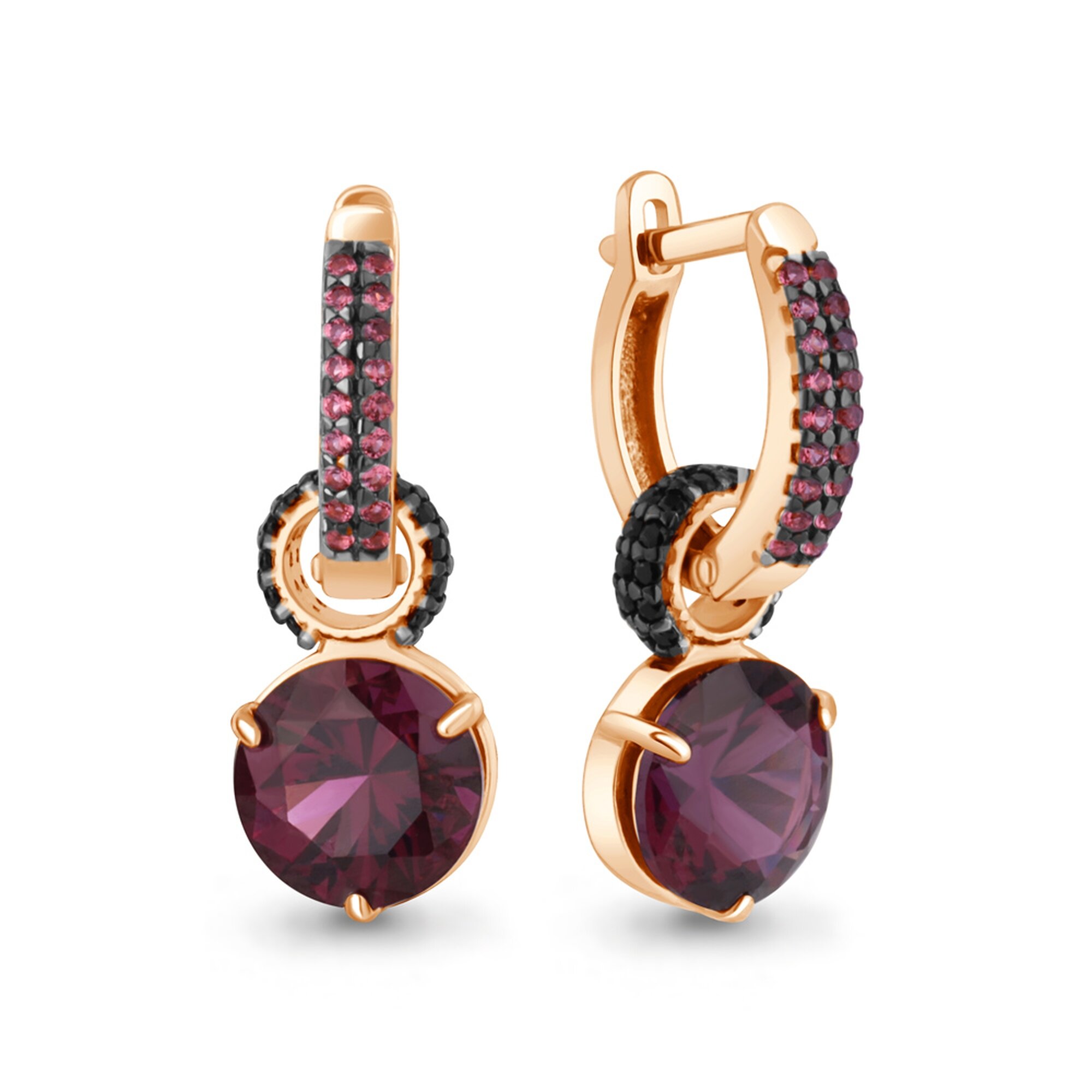 Серьги с подвесками, трансформеры, серебро, 925 проба, золочение, турмалин, кристалл, аметист