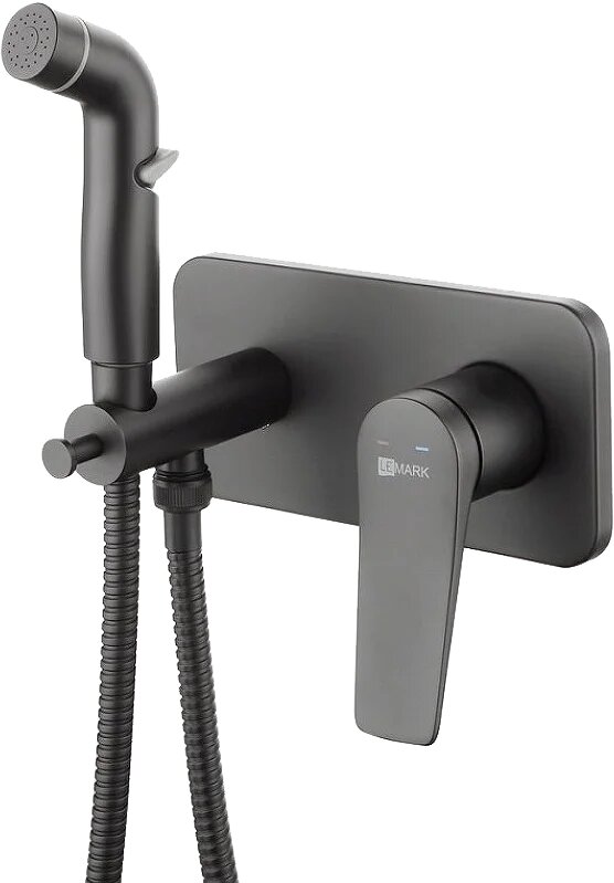 Гигиенический душ Lemark Bronx LM3720BL встраиваемый, скрытого монтажа, со смесителем, черный, матовый, латунь, рычажный, смеситель для биде