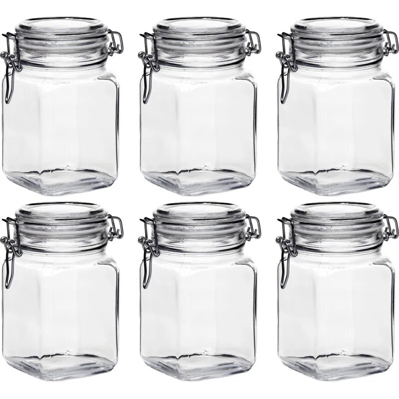 Банка с металлической клипсой кремлин, объем 1050 мл 6шт/уп