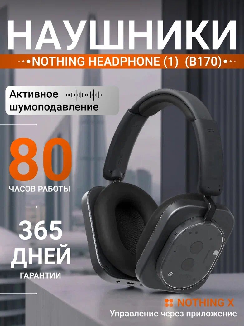Беспроводные наушники Nothing Headphone (1) (2025, B170), Черный | Black (A11300003)