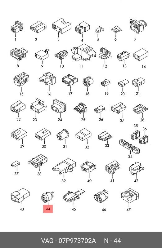 VAG 07P973702A Корпус плоского разъёма с фиксатором контактов [ORG], 1 шт.