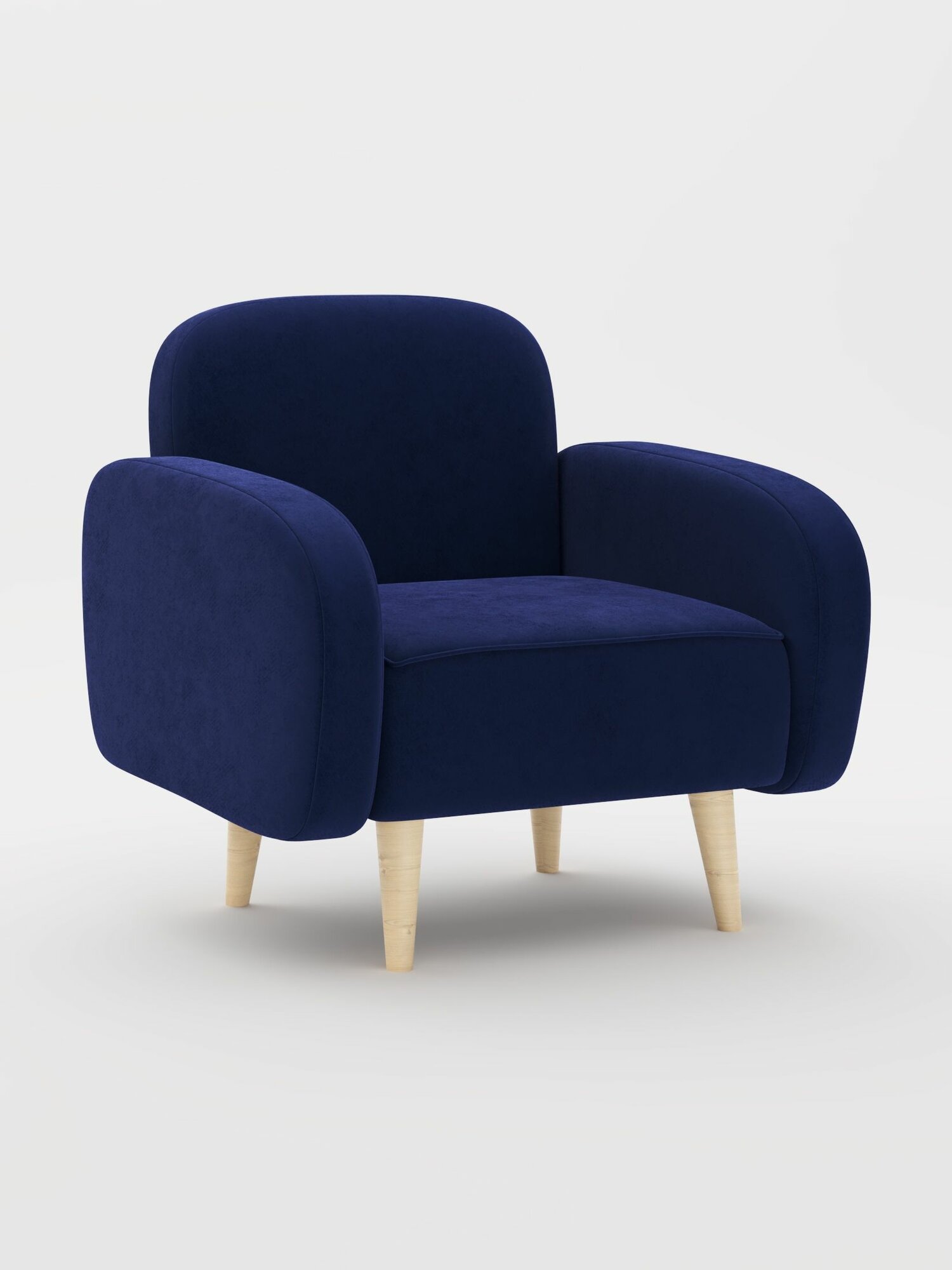 Кресло мягкое для дома, отдыха в гостиной, лорен от W&B, премиум велюр темно-синий