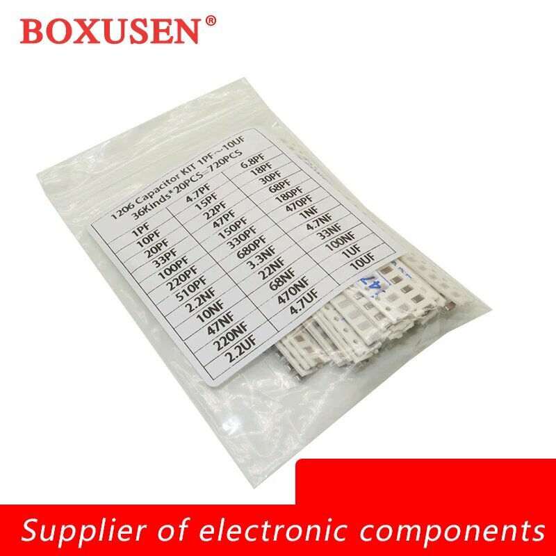 BOXUSEN набор конденсаторов SMD 1206 36Value 720PCS