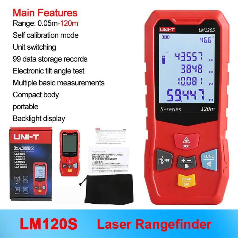 UNI-T Лазерный дальномер LM40S/LM50S/LM60S/LM80S/LM100S/LM120S LM120S