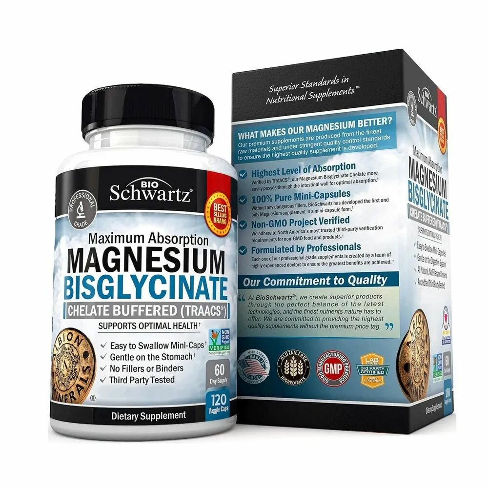 Магний Бисглицинат (Magnesium), Bioschwartz, 400 мг, 120 капсул