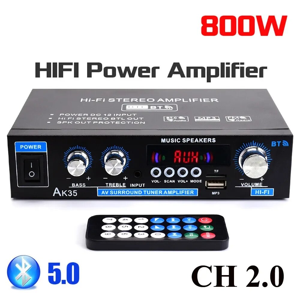 Auto-partner 800 Вт цифровые усилители 100-240 В/12 В басовая аудио мощность Bluetooth AMP Hi-Fi FM сабвуфер динамики автомобиль лодка караван