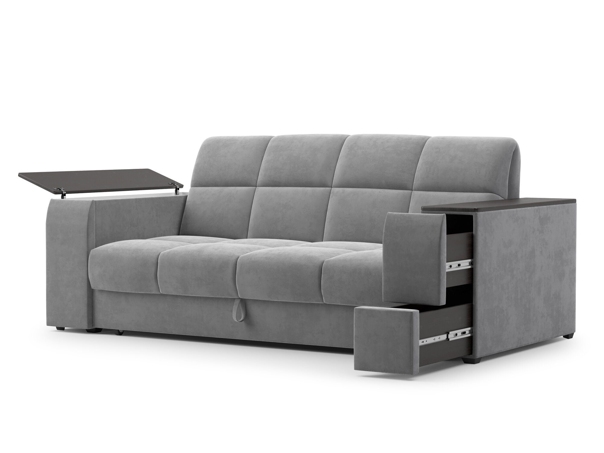 Диван-кровать Флай, аккордеон, подлокотники короб+ящики, 160*200 с ортопедическим основанием, съемный чехол, велюр.