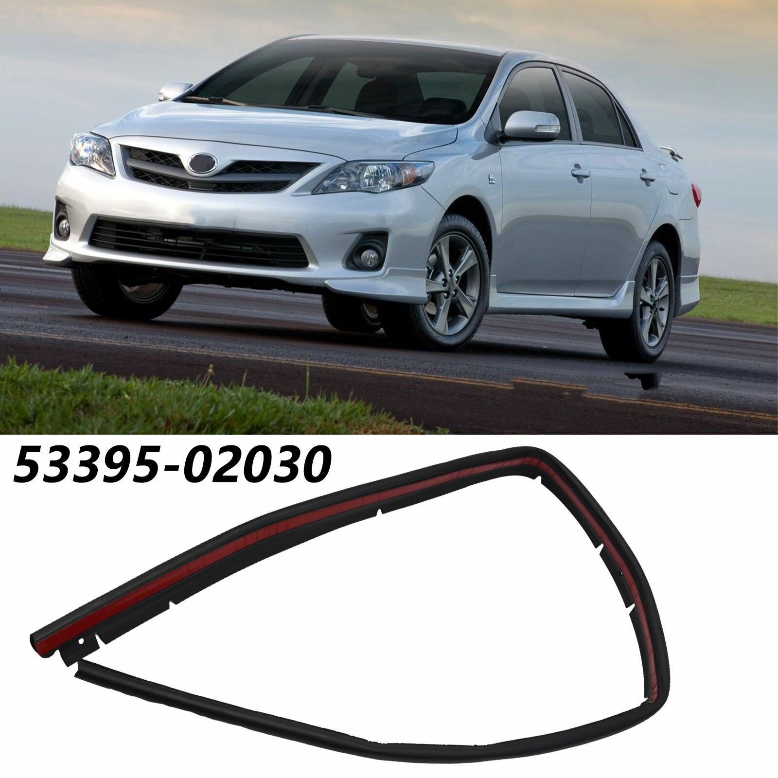 Резиновый уплотнитель между капотом и передней частью бампера Toyota Corolla 2009–2013 (53395-02040)