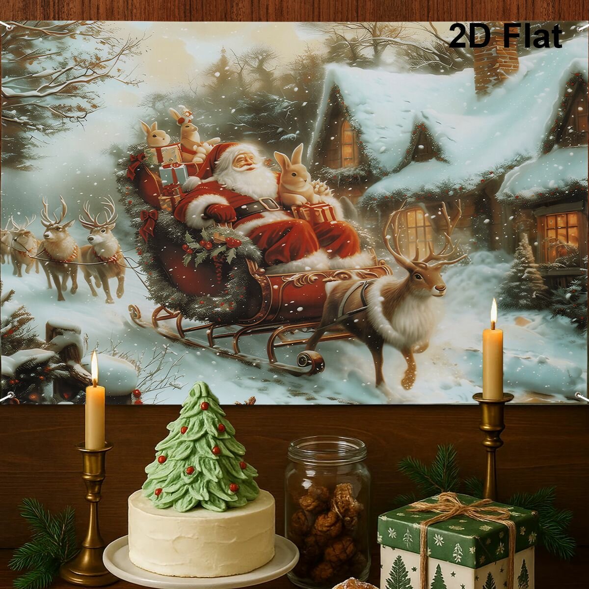 Фон ONEZ "Рождество", для декора, полиэстер, 150x100см, белый
