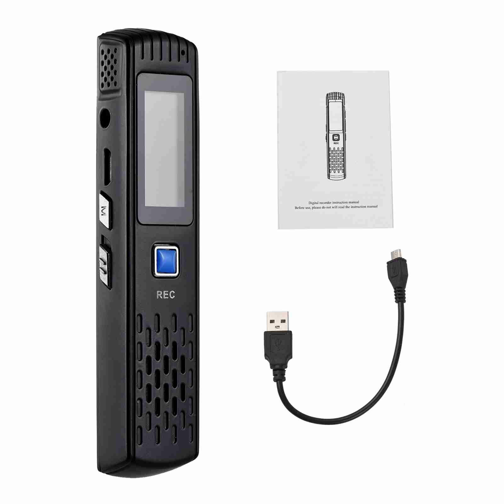 Digital Voice Recorder Маленький карманный размерный устройство со встроенным динамиком портативным голосовым регистратором для интервью с лекциями. Блэк 8 ГБ