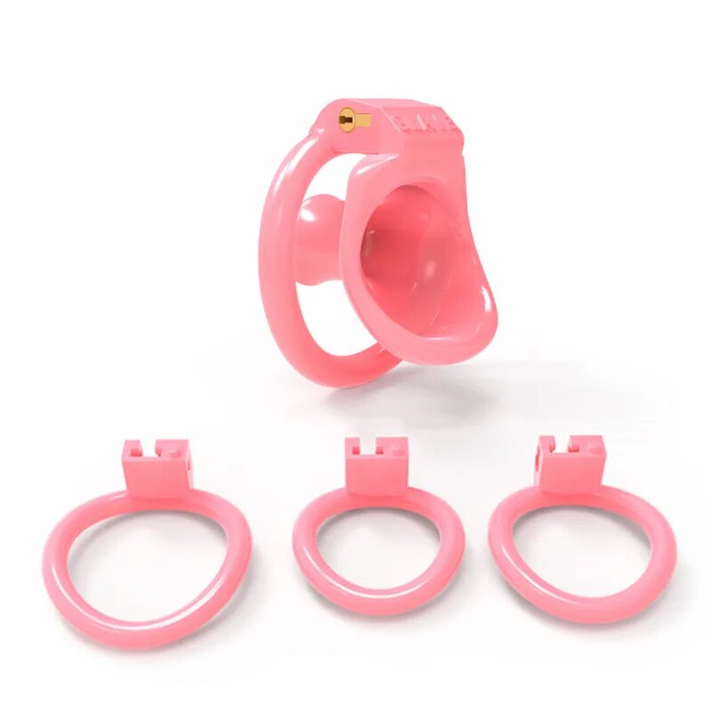 Новая клетка верности Negative Sissy, мужское устройство верности для связывания с 4-размерными кольцами для члена, контроль эрекции и бондажа, игры в секс-игрушки Розовый