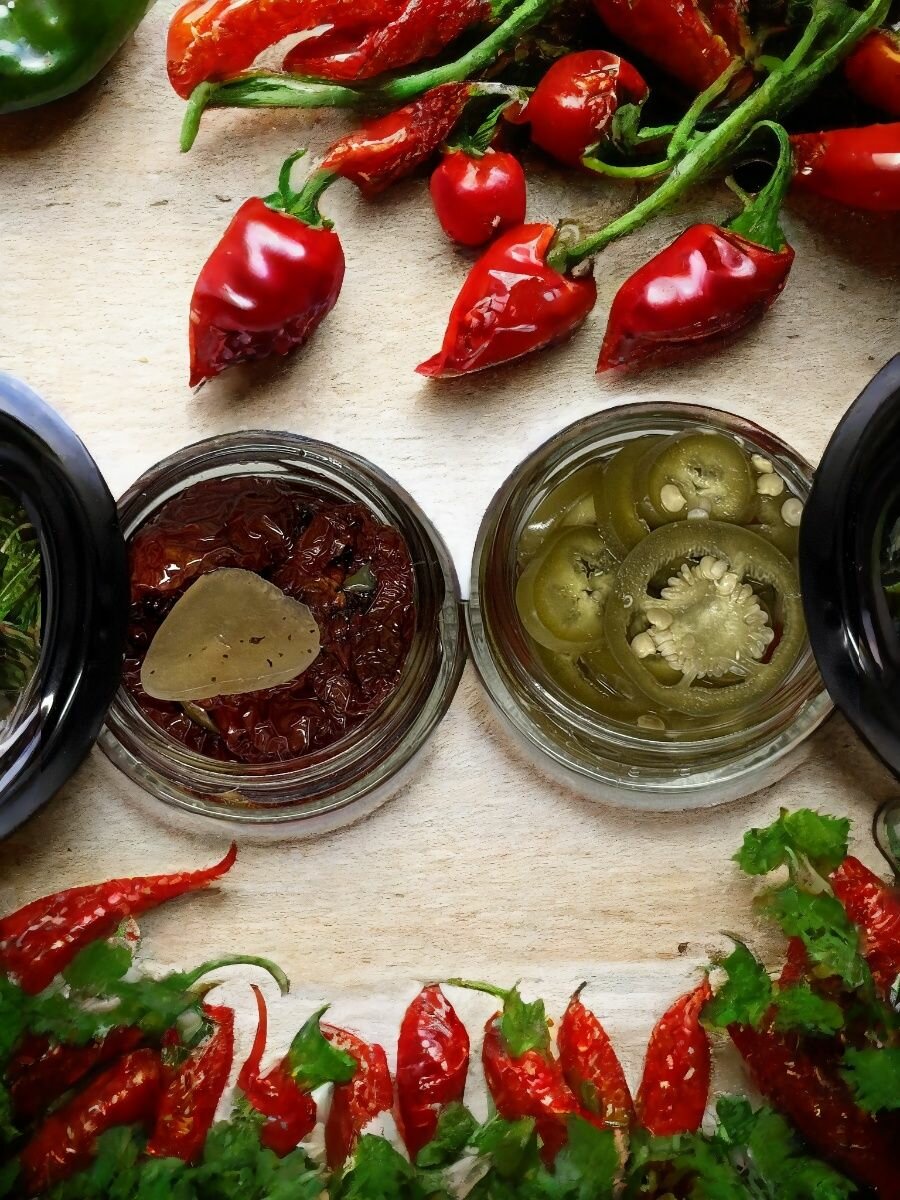 Вяленые помидоры и халапеньо ручной работы! каждая по 50 г