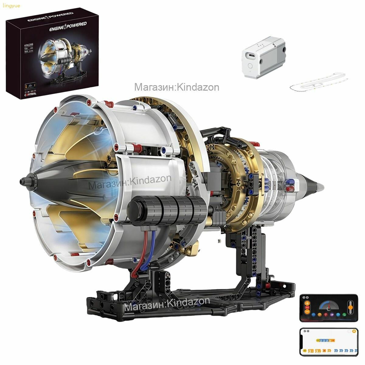 Конструктор Авиационный двигатель V8(564 деталей)Модель двигателя, DIY сборка игрушек, Подарок для любителя механизмов