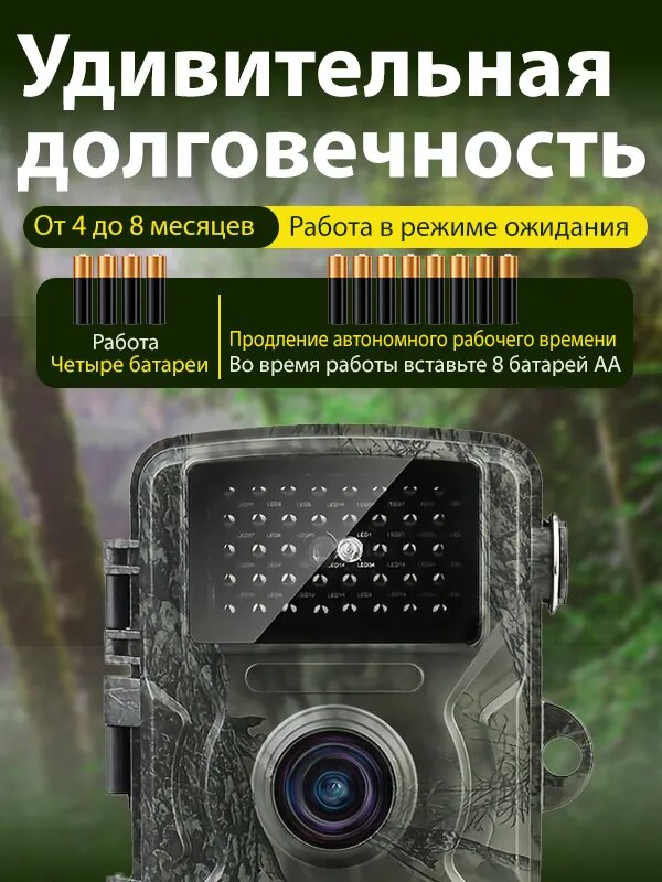 Фотоловушка Deluhe охотничья, угол обзора 90°, дальность подсветки 10м, зеленый цвет, ABS пластик — фото 1