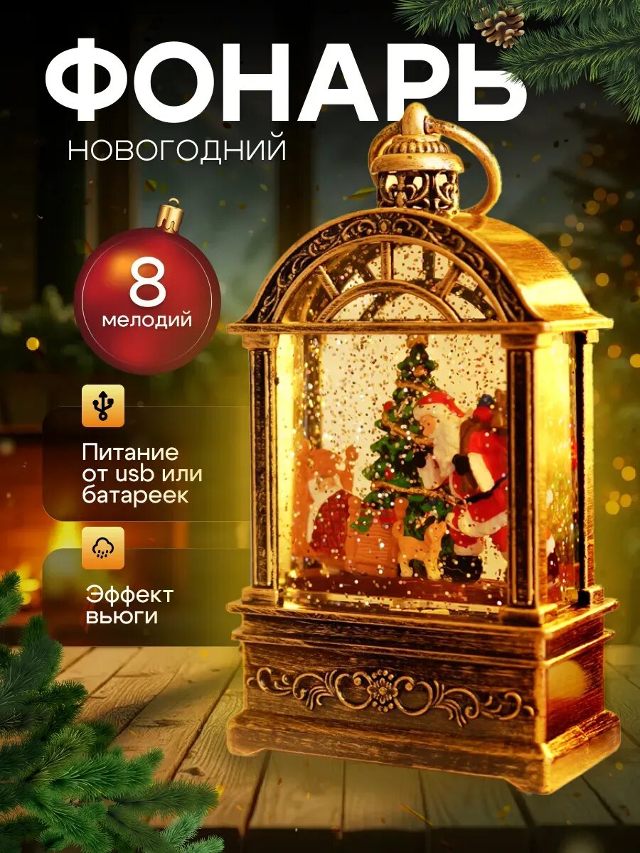 Новогодний светильник с эффектом снегопада