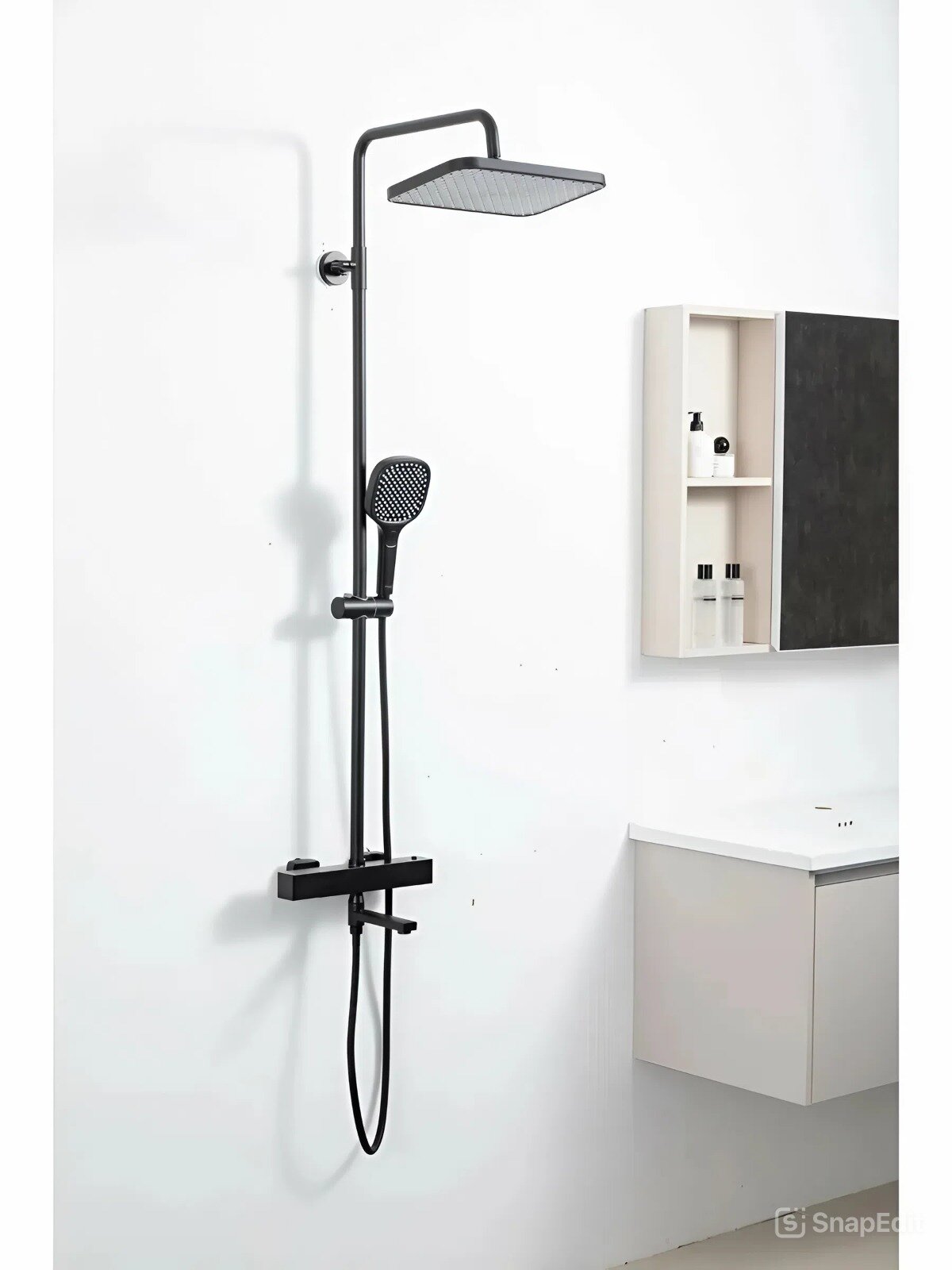 Душевая стойка для ванны FRAP F24557-9 оружейная сталь, с термостатом, латунь