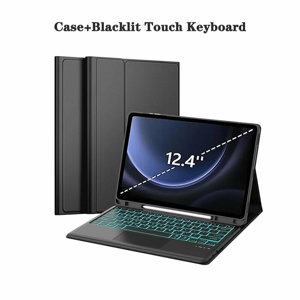 Чехол для планшета Samsung Galaxy Tab S7 FE /S7 Plus /S8+ /S9+ /S9 FE+12.4 дюймов, Чехол для планшета Samsung Galaxy Tab S10 Plus 12.4 дюймов, русская клавиатура