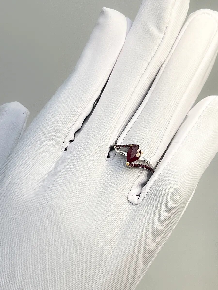 Кольцо, серебро, 925 проба, чернение, родирование, рубин