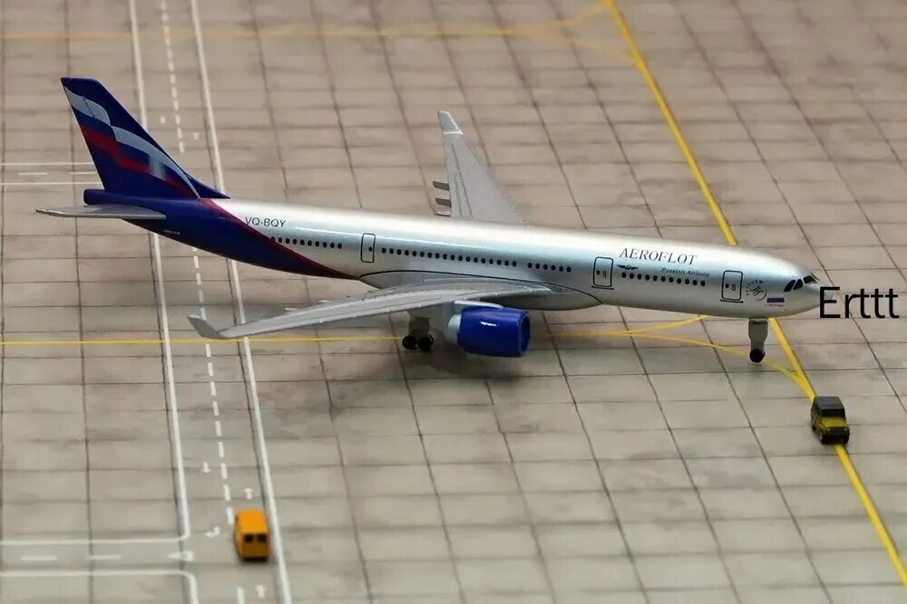 Игрушка самолёта Аэробус А330 аэрофлот, 20 см. металл.