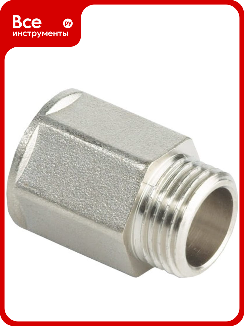 Удлинитель шестигранный Altstream ВН/НР 1/2"x20 мм, никелированная латунь, профессиональный фитинг внутреннего